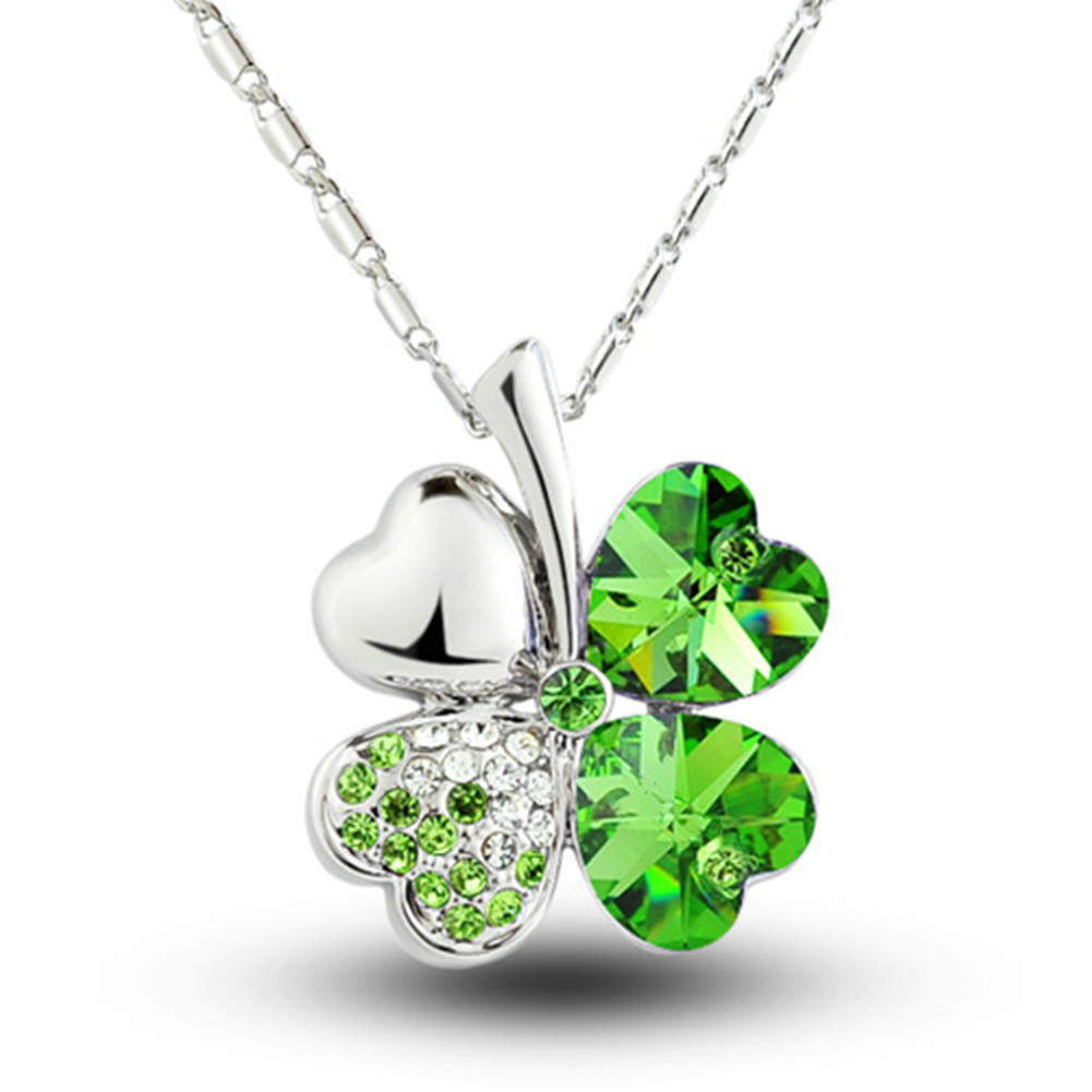 Women's Alloy Four Leaf Clover Shape Pendant With Rhineston Platium ...