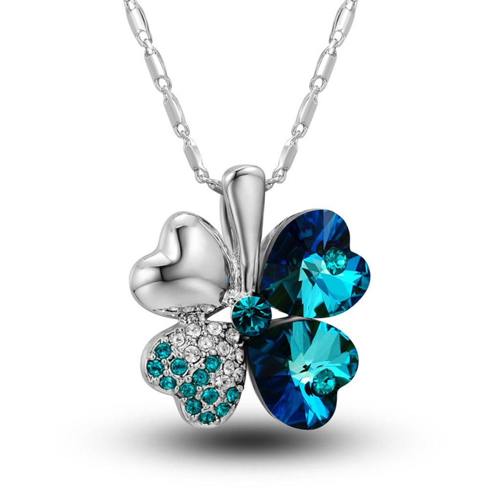 Women's Alloy Four Leaf Clover Shape Pendant With Rhineston Platium ...