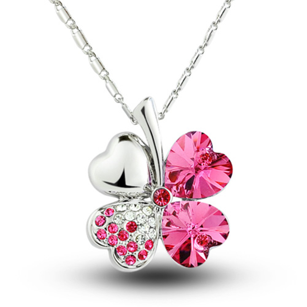Women's Alloy Four Leaf Clover Shape Pendant With Rhineston Platium ...