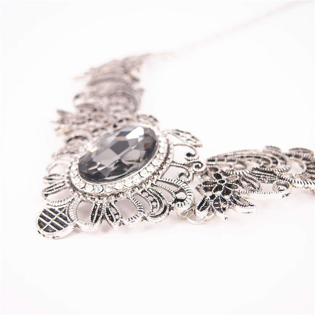 Fashion Necklace For Women Lace Cut Out Necklace With Big Gem Stone on ...
