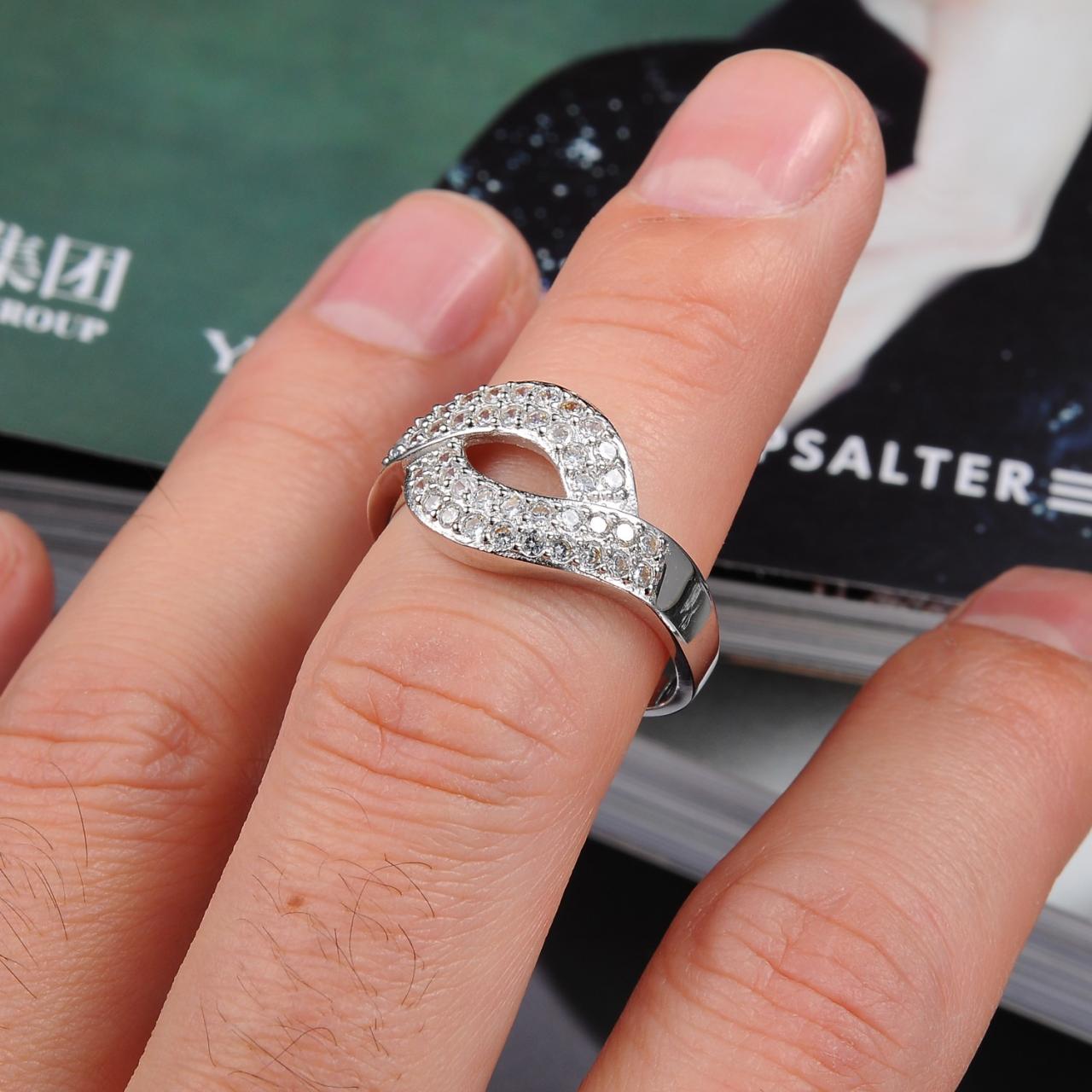 Women's Alloy Two Lines Cross Full Of Aaa High Quality Cz Ring on Luulla