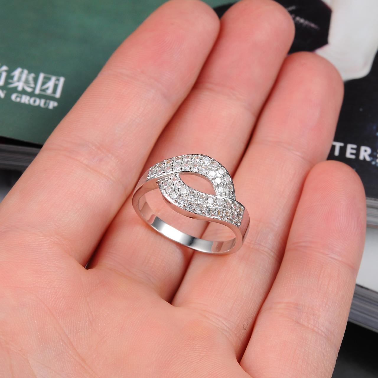 Women's Alloy Two Lines Cross Full Of Aaa High Quality Cz Ring on Luulla