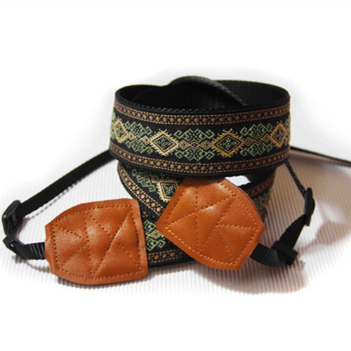 Black Floral Embroidery Pattern Handmade Camera Strap 052810 on Luulla