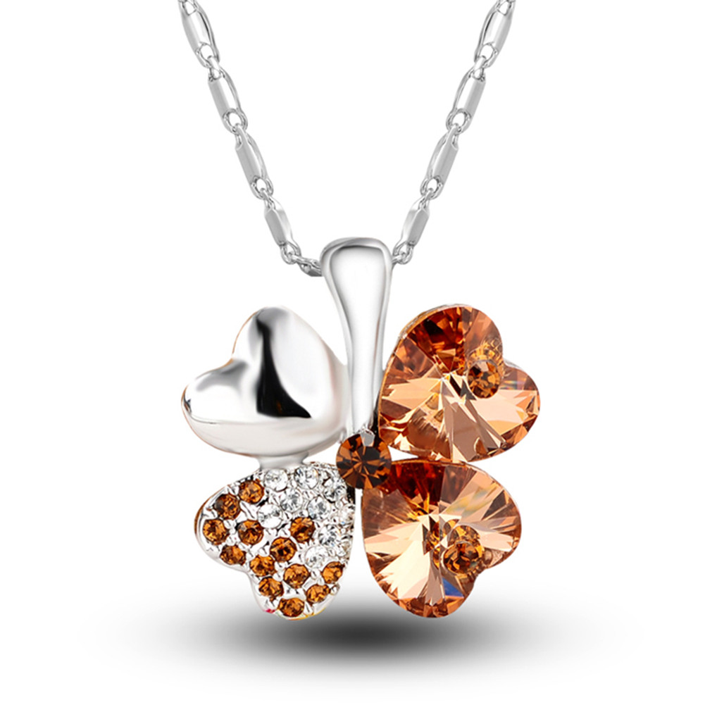 Women's Alloy Four Leaf Clover Shape Pendant With Rhineston Platium ...