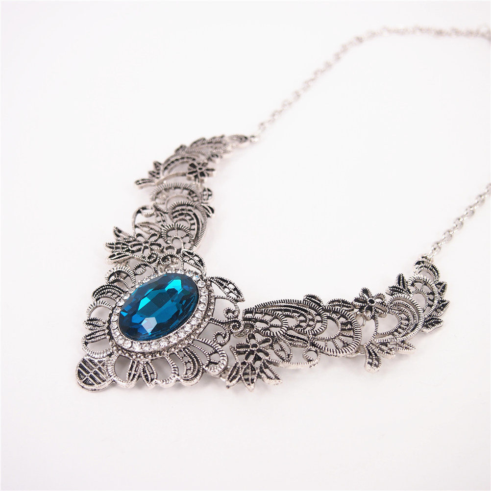 Fashion Necklace For Women Lace Cut Out Necklace With Big Gem Stone on ...