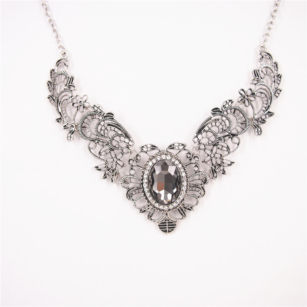 Fashion Necklace For Women Lace Cut Out Necklace With Big Gem Stone on ...