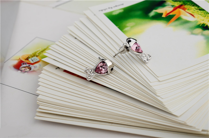 Women's Purple Rhinstone Fish Shape Stud Earrings on Luulla