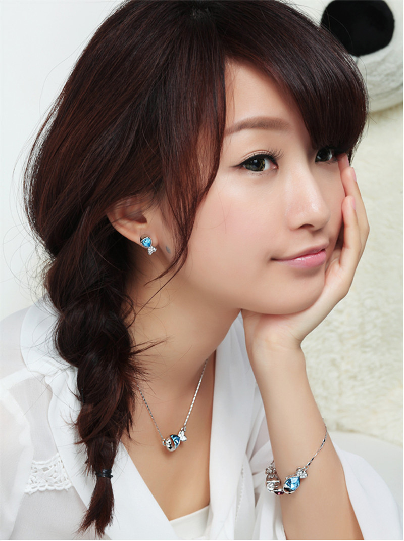 Women's Purple Rhinstone Fish Shape Stud Earrings on Luulla