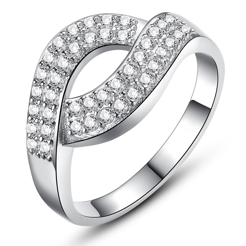 Women's Alloy Two Lines Cross Full Of Aaa High Quality Cz Ring on Luulla