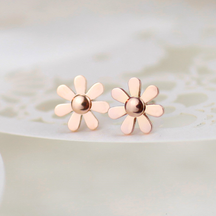 Fashion Rose Golden Daisy Shape Stud Earring 050315 on Luulla