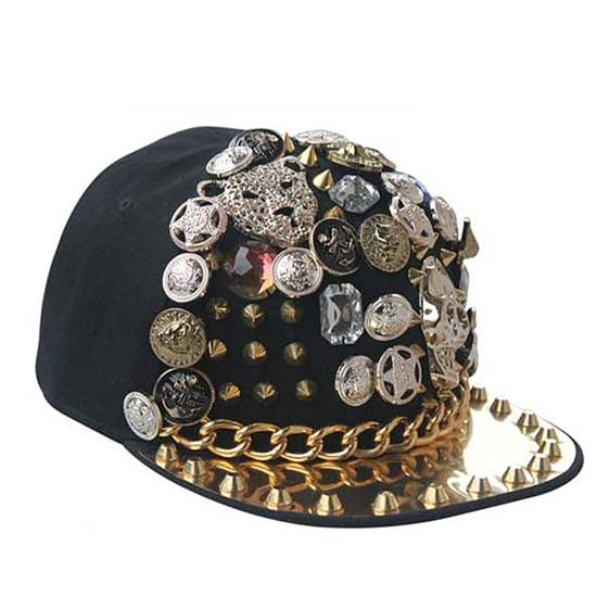 Fashion Black Full Stars Rivets Skulls Baseball Cap 050353 on Luulla